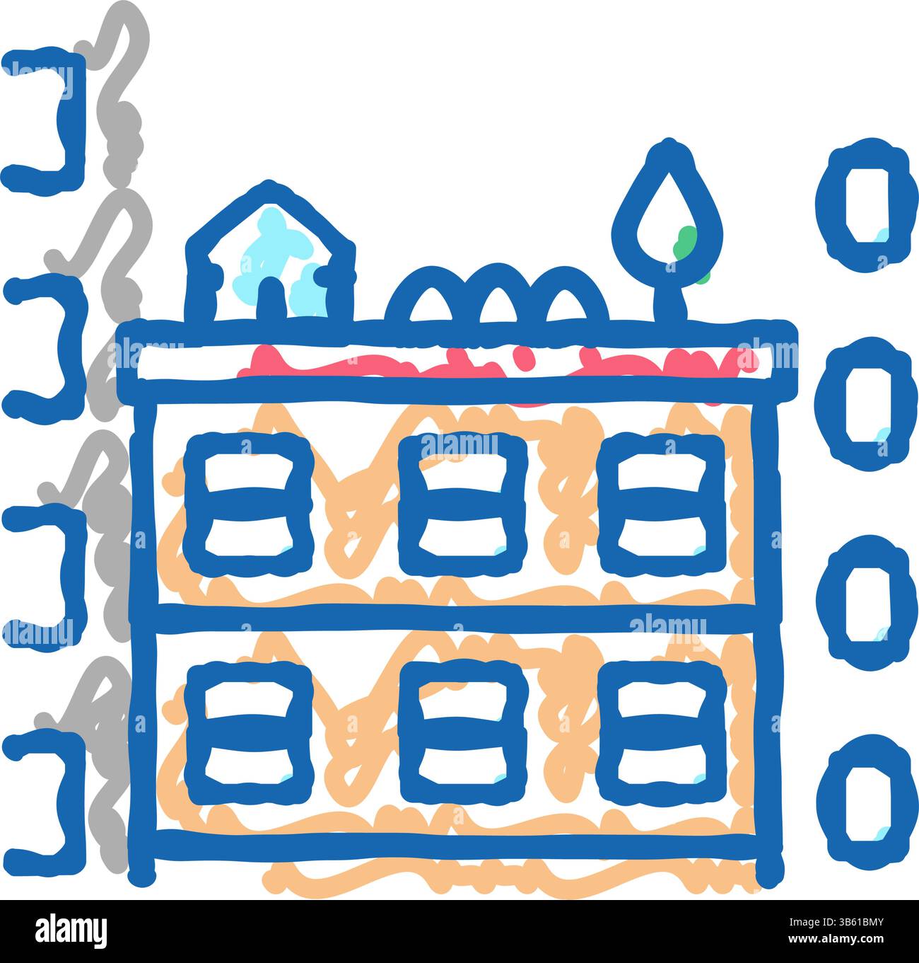 growth plant on building roof icon doodle illustration Stock Vector ...