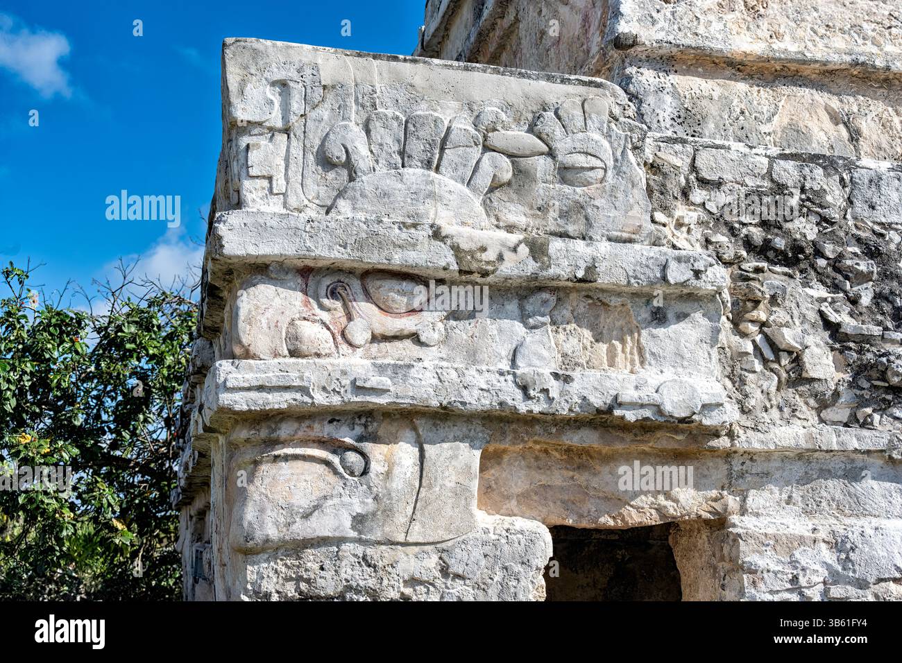 Itzamna, ancient god, corner mask, Temple of Frescoes, Mayan, 1200-1400 ...
