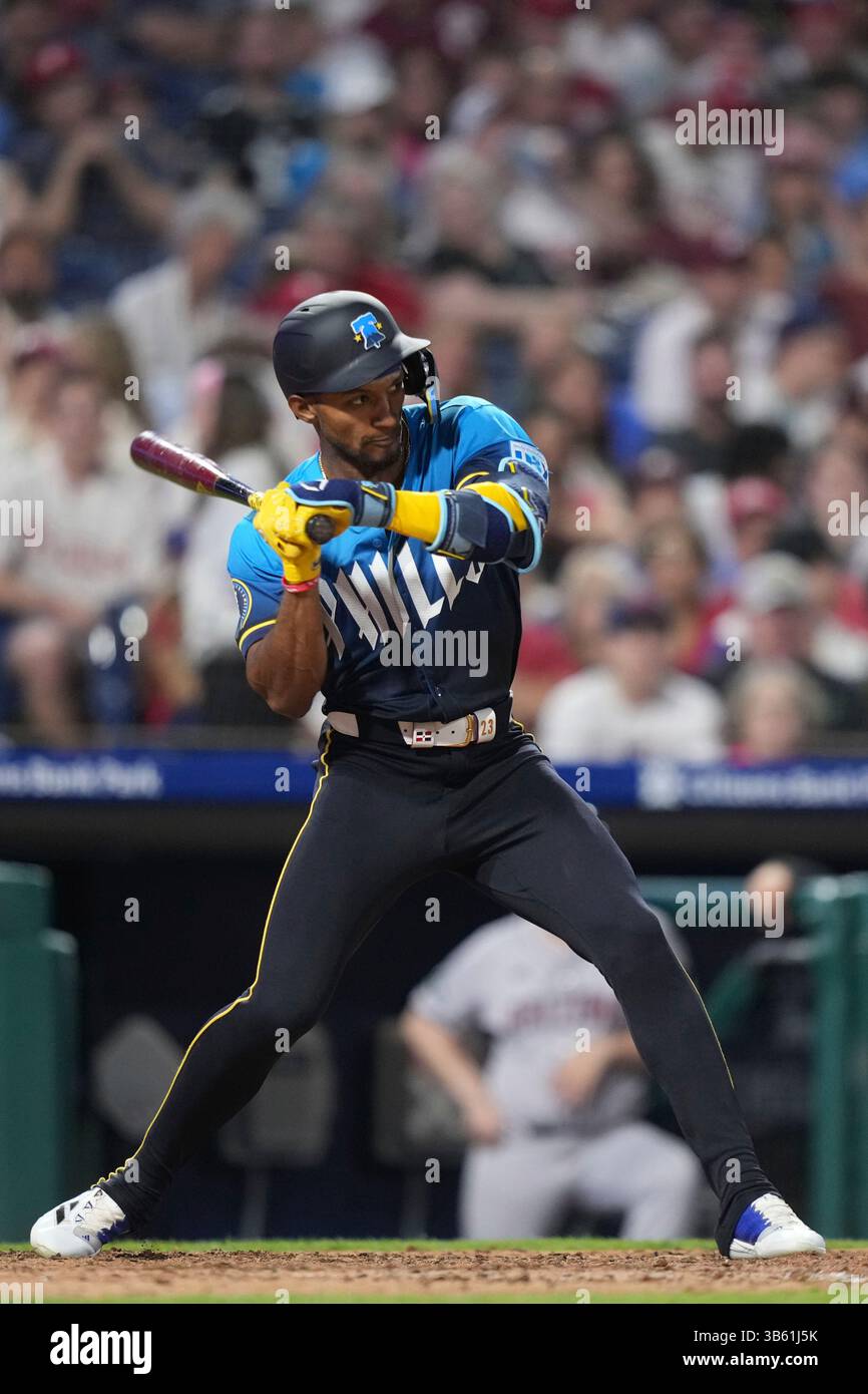 Philadelphia Phillies' Johan Rojas plays during a baseball game, Friday ...