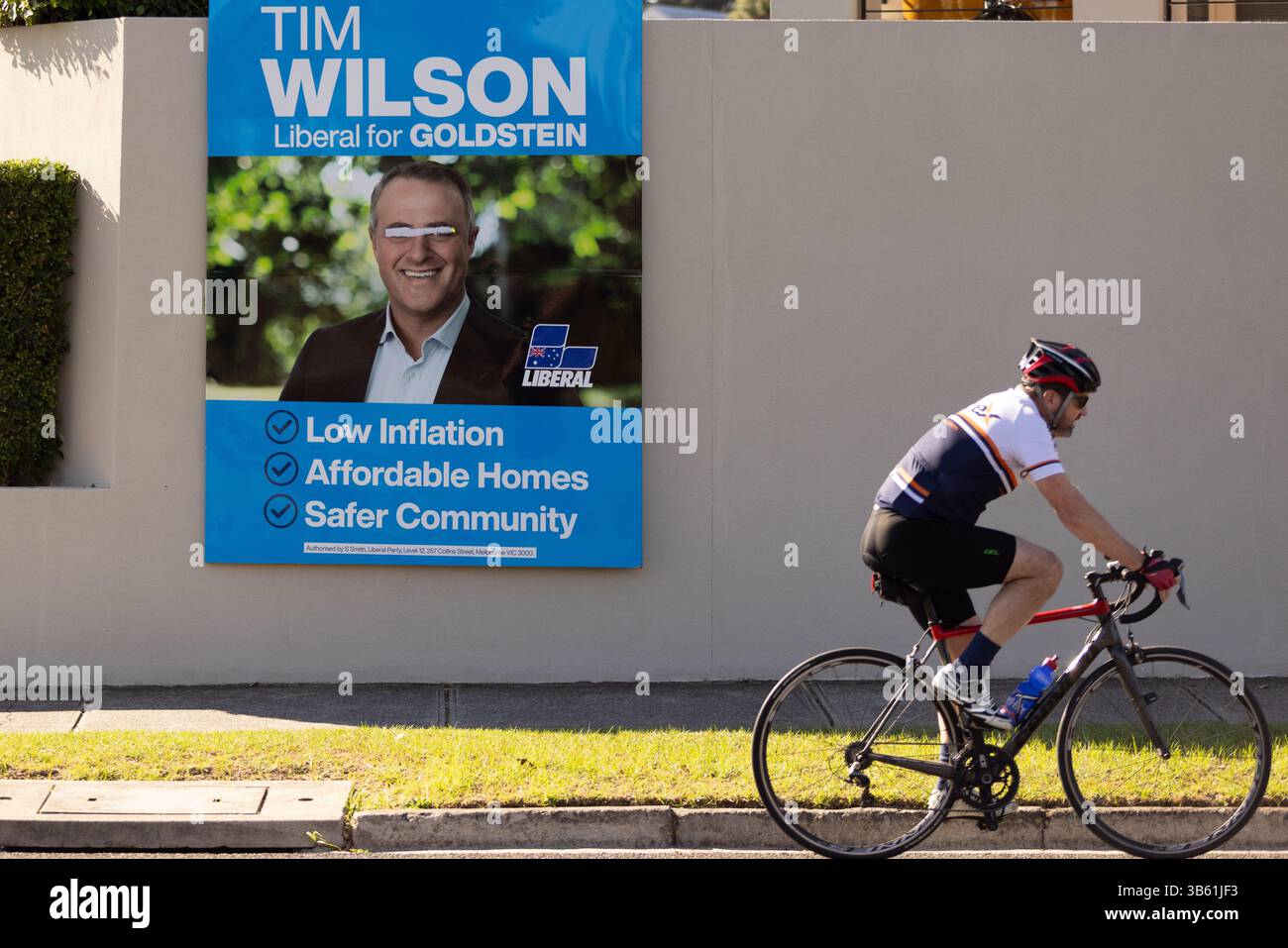 Melbourne, Australia. 03rd May, 2025. A vandalised electoral banner of ...