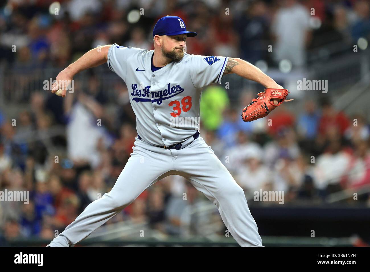 ATLANTA, GA - MAY 02: Kirby Yates #38 of the Los Angeles Dodgers ...