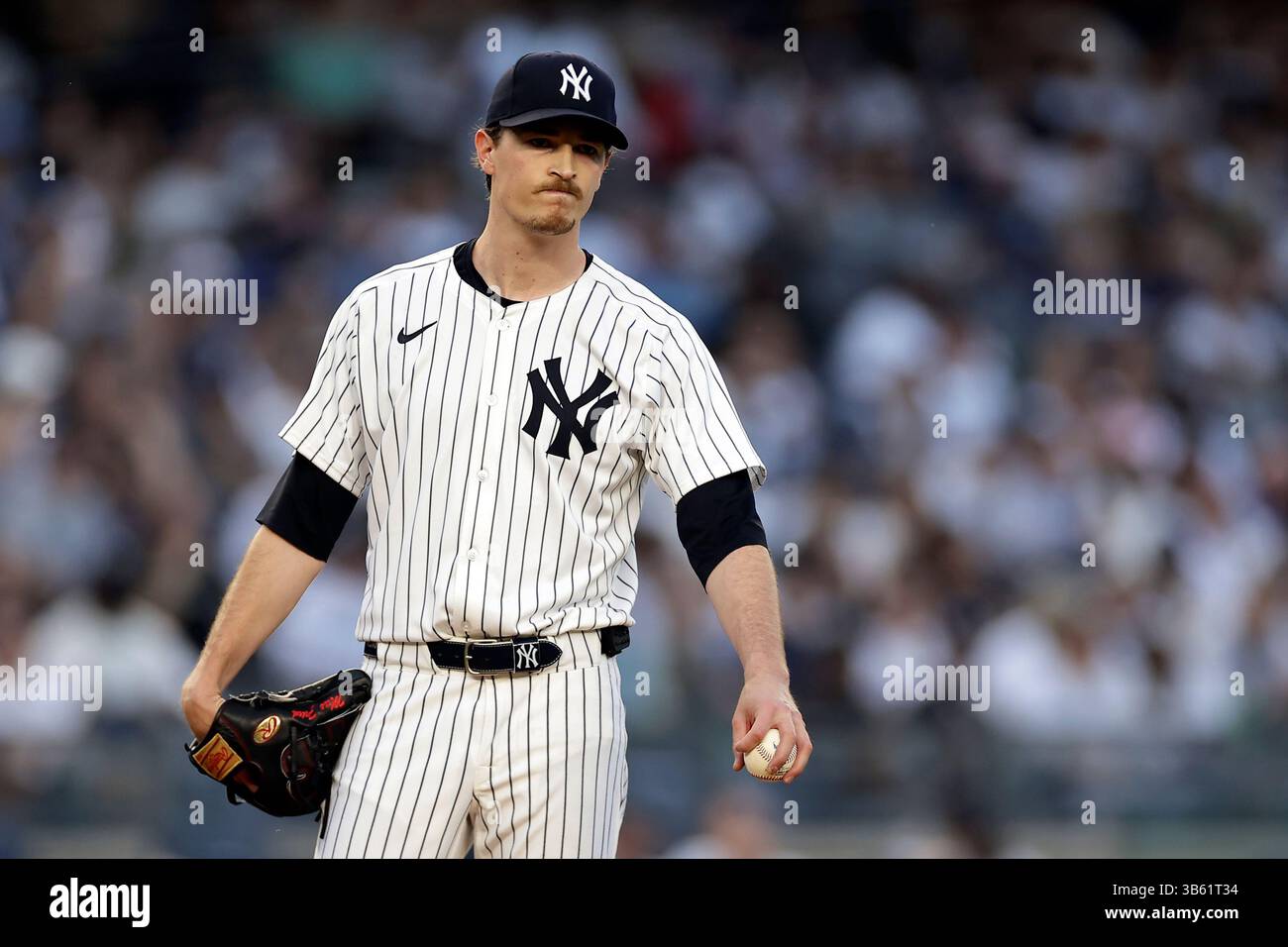 New York Yankees pitcher Max Fried (54) reacts during the first inning ...
