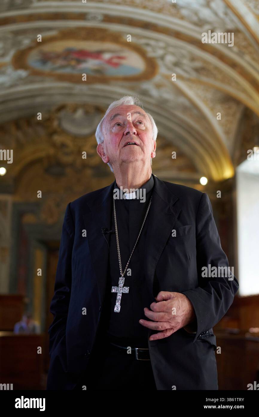 Cardinal Vincent Nichols attends an interview at the Venerable English ...