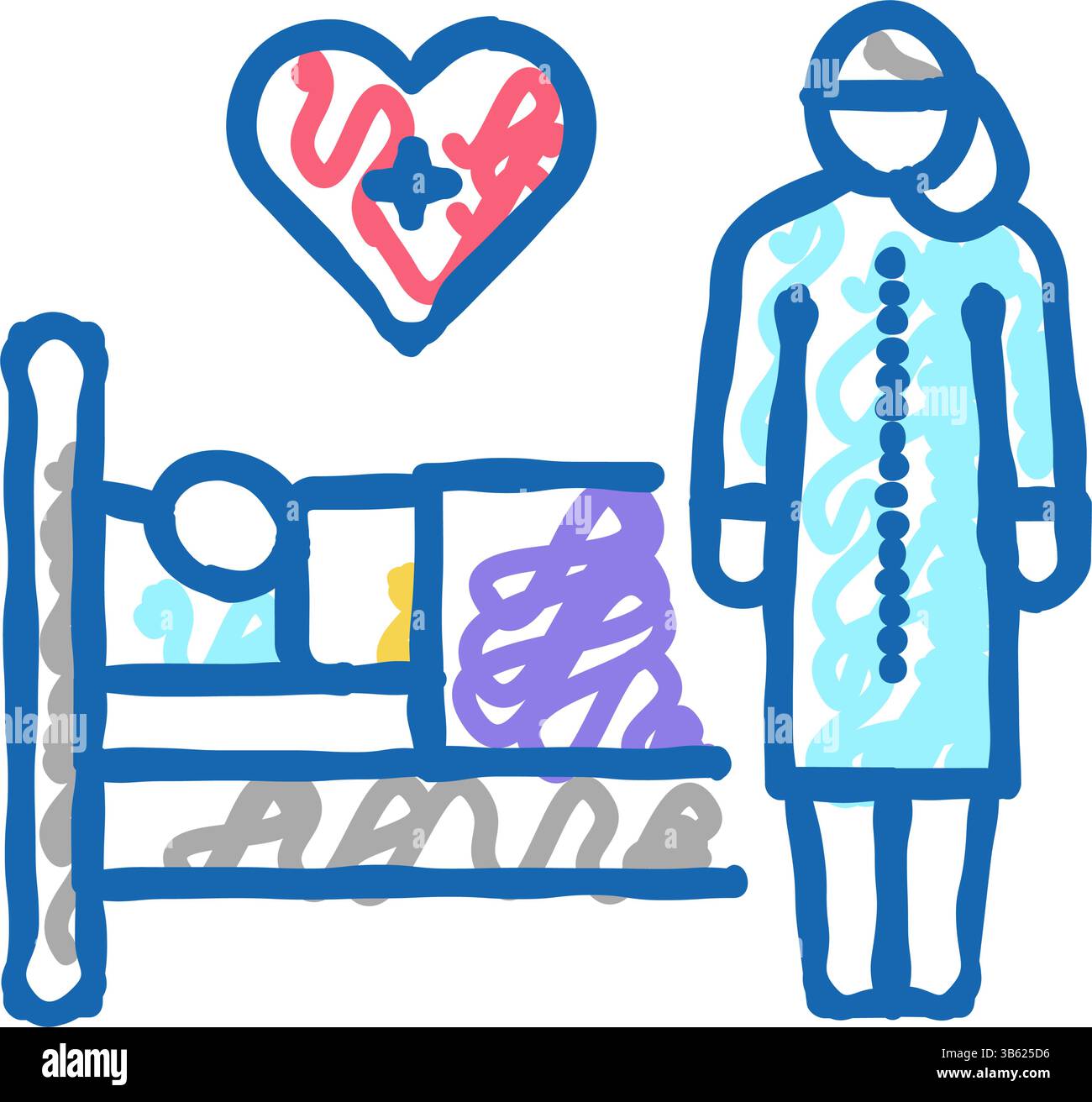 helping and caring for sick people icon doodle illustration Stock ...