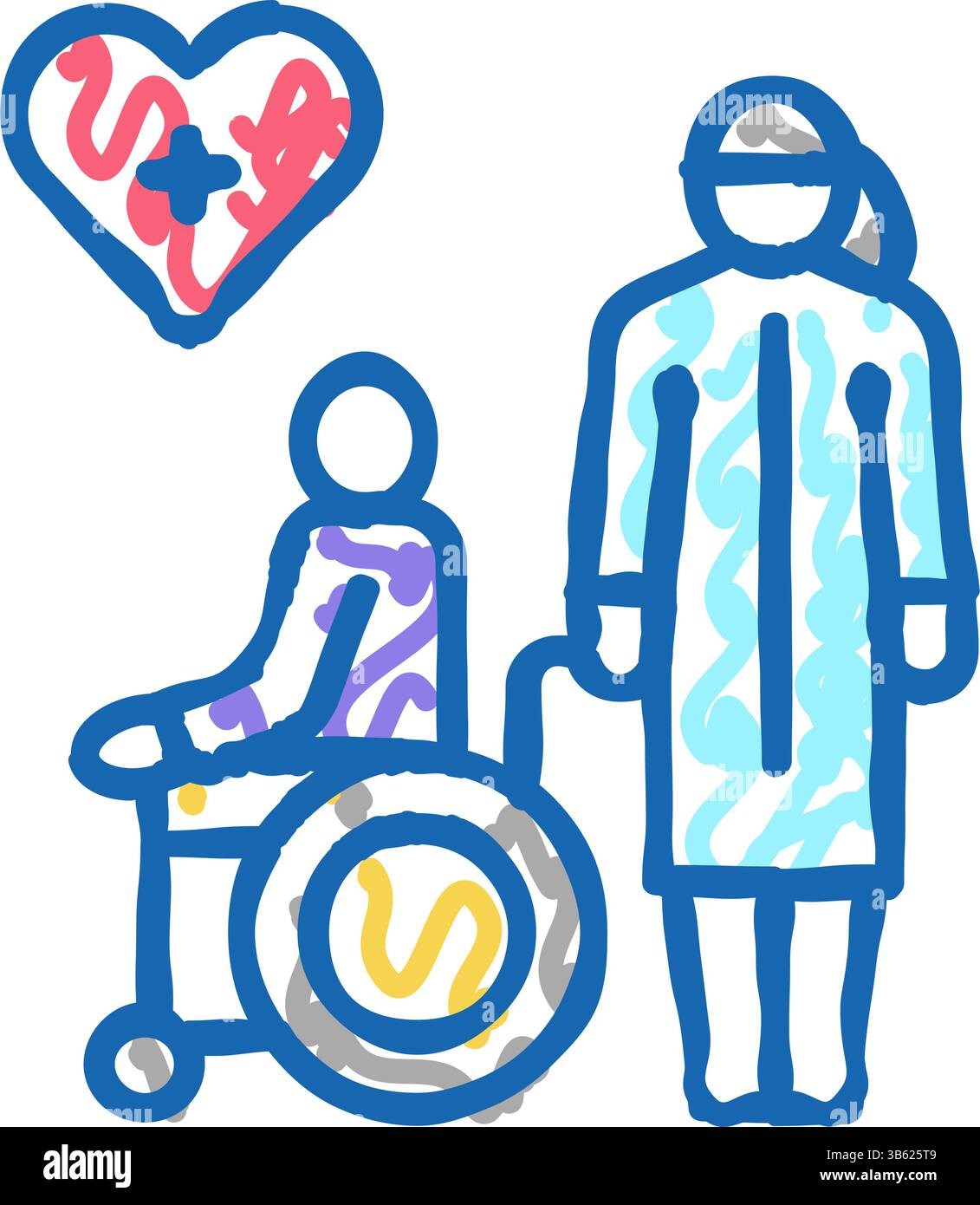 helping and caring for disabled people at home icon doodle illustration ...