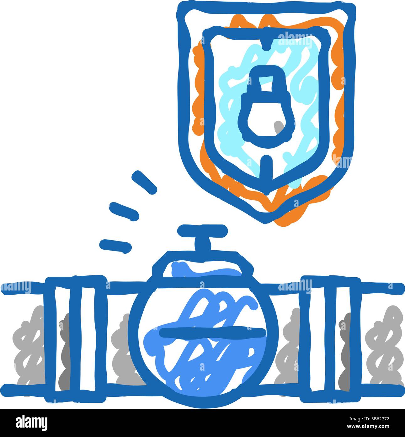 protection system of pipeline construction icon doodle illustration ...