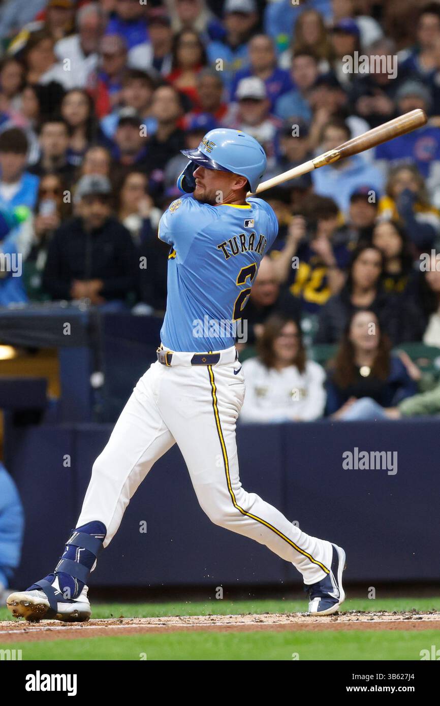 MILWAUKEE, WI - MAY 02: Milwaukee Brewers second base Brice Turang (2 ...