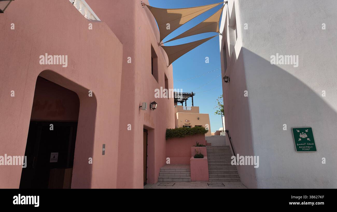 Qatar Doha 2 february 2025, Colorful architecture in desert town at ...