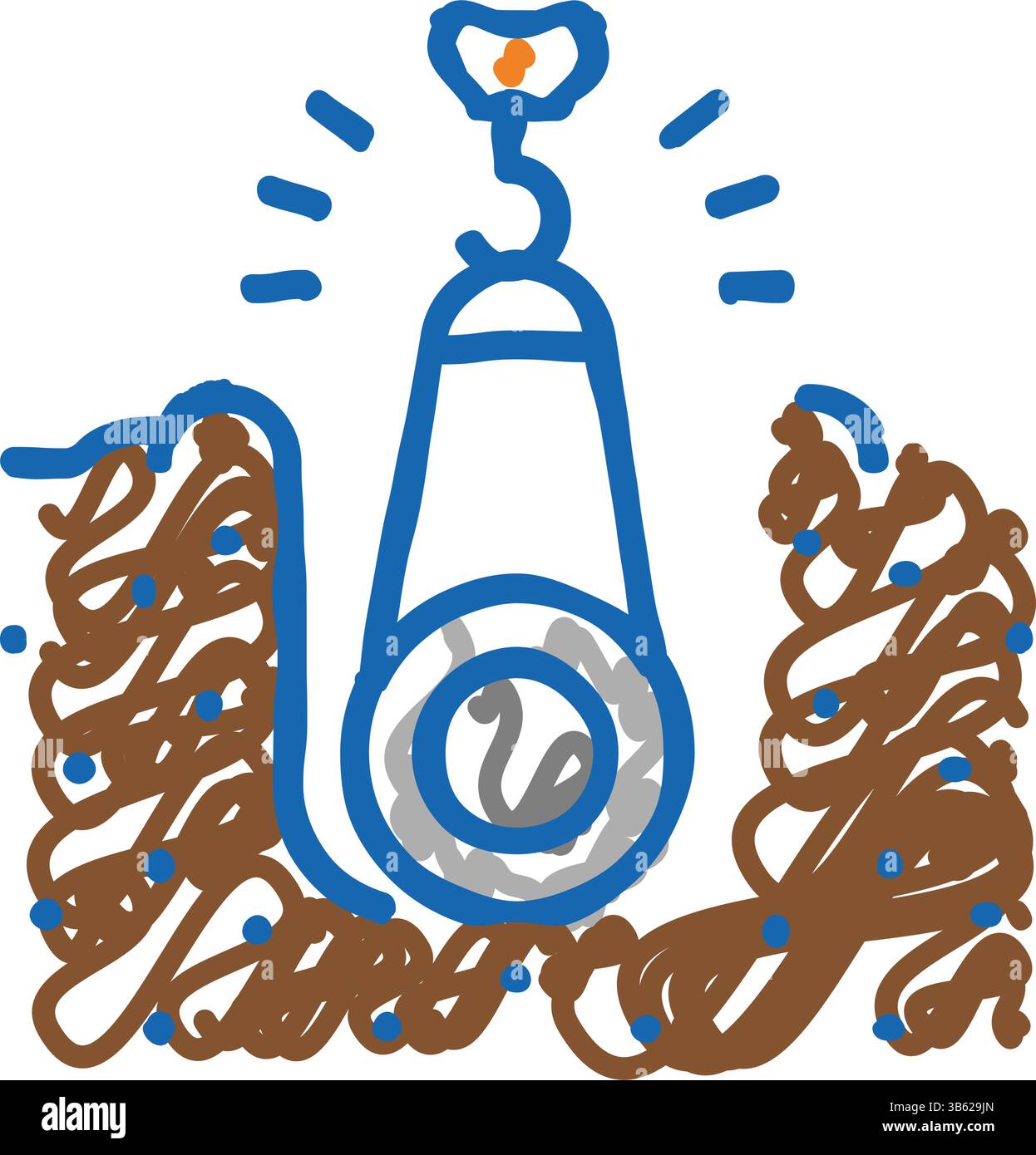 crane putting pipe in pit pipeline construction icon doodle ...