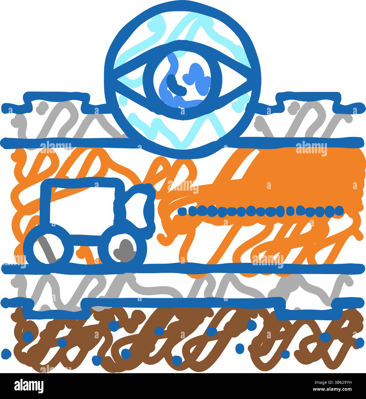 supervision and researching pipeline construction icon doodle ...