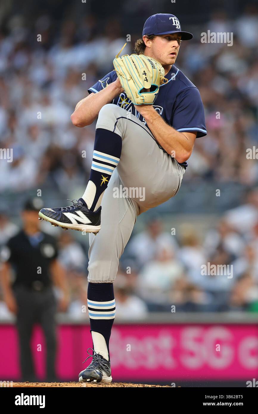 BRONX, NY - MAY 02: Ryan Pepiot #44 of the Tampa Bay Rays pitches ...