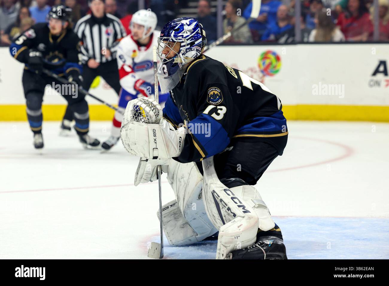 CLEVELAND, OH - MAY 02: Cleveland Monsters goaltender Jet Greaves (73 ...