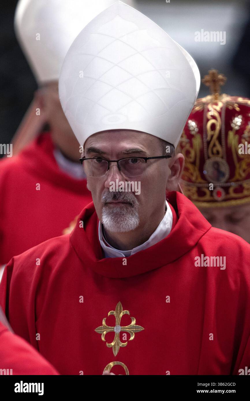Cardinal Pierbattista Pizzaballa leaves at the end of a mass on the ...