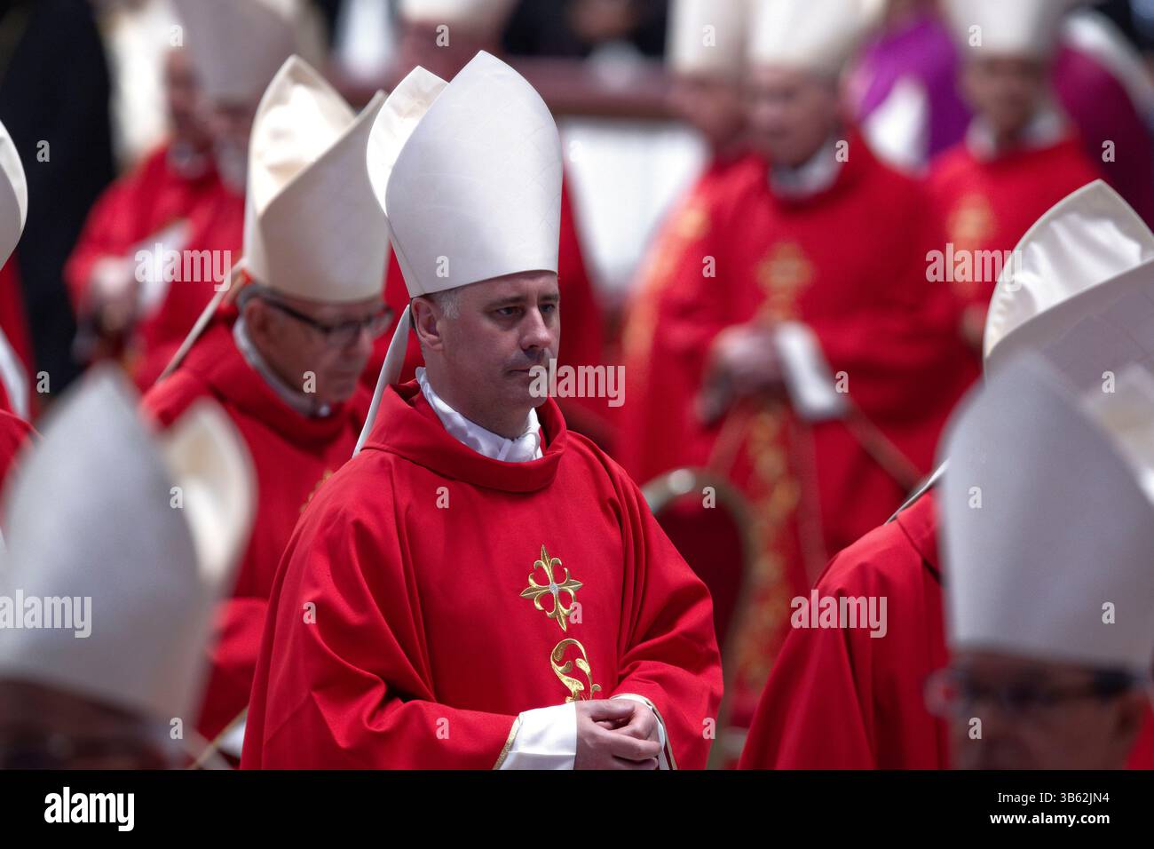 Cardinal Rolandas Makrickas leaves at the end of a mass on the seventh ...