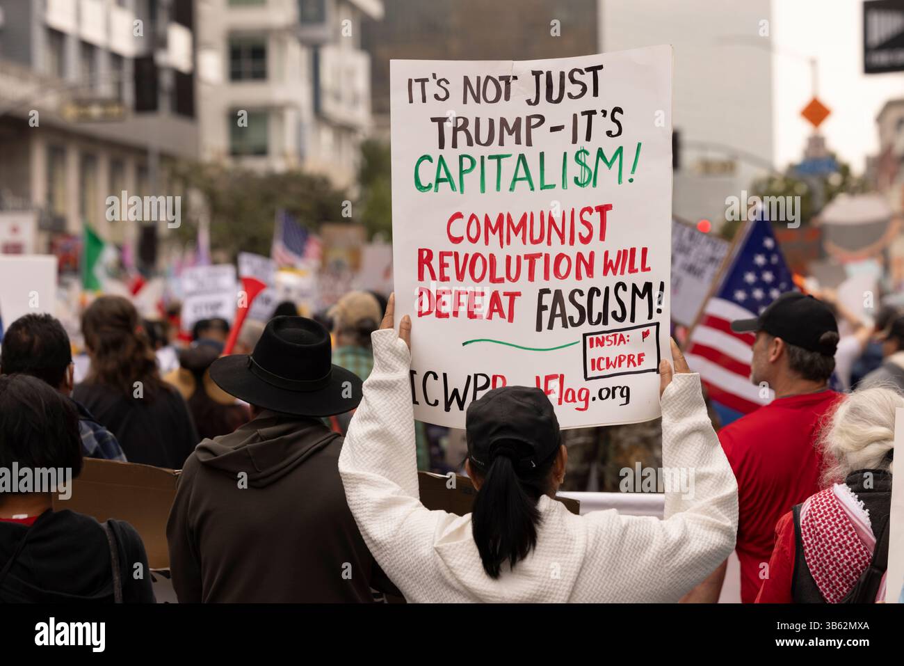 Los Angeles, California, USA - May 1, 2025: During a May Day protest ...