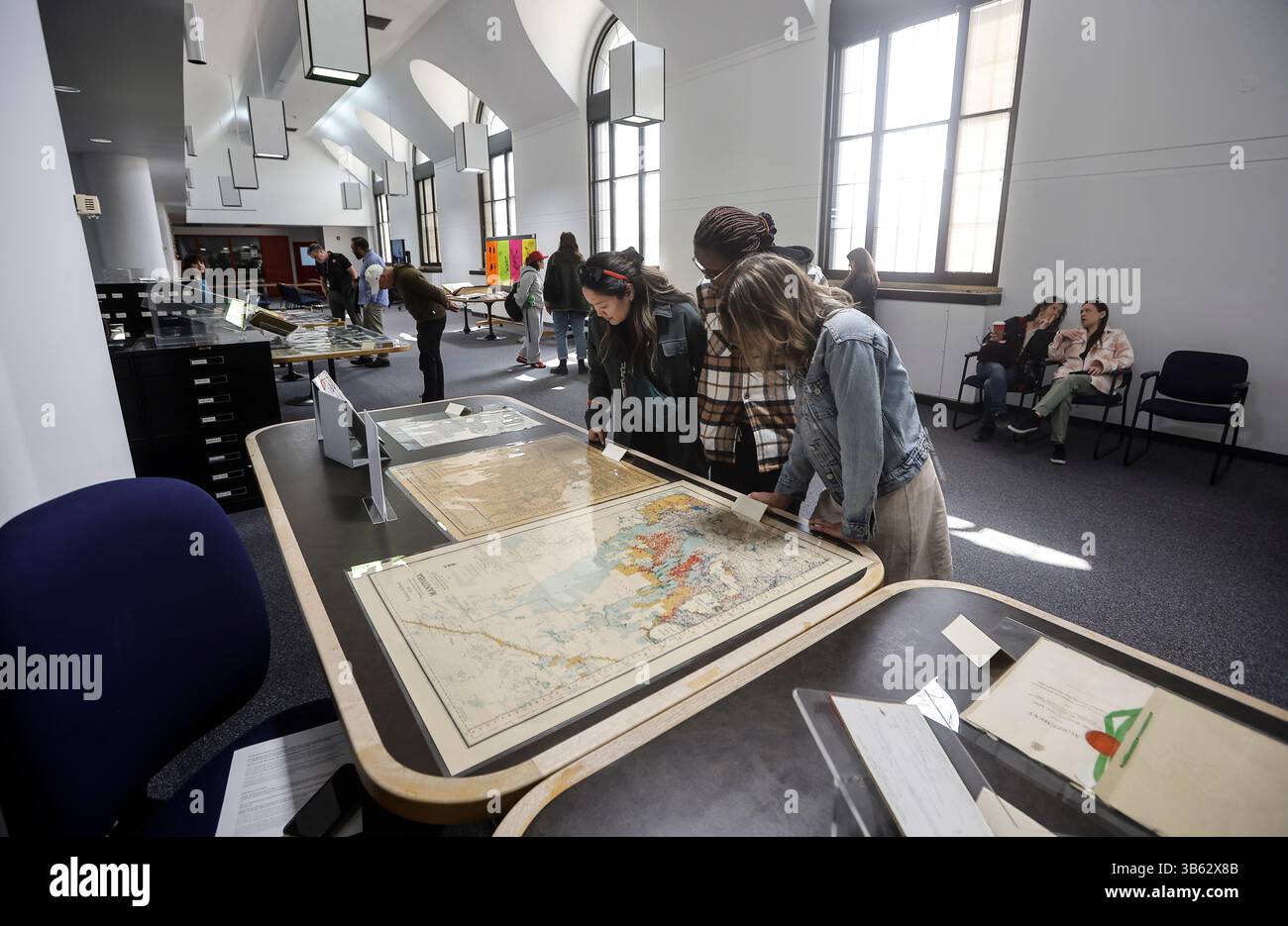 People look at Hudson's Bay Company Archives material during the HBCA ...