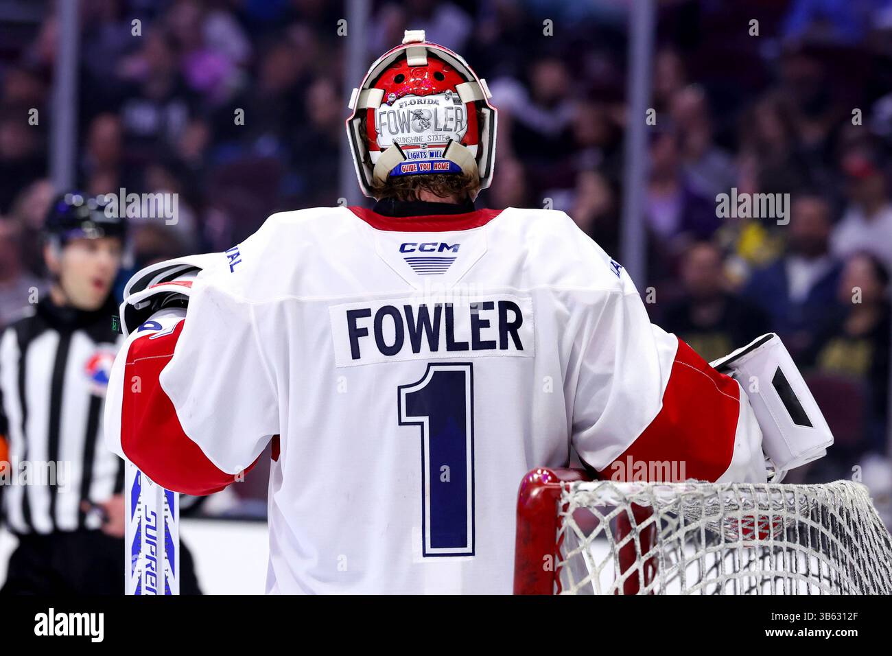 CLEVELAND, OH - MAY 02: Laval Rocket goaltender Jacob Fowler (1) on the ice during the second ...
