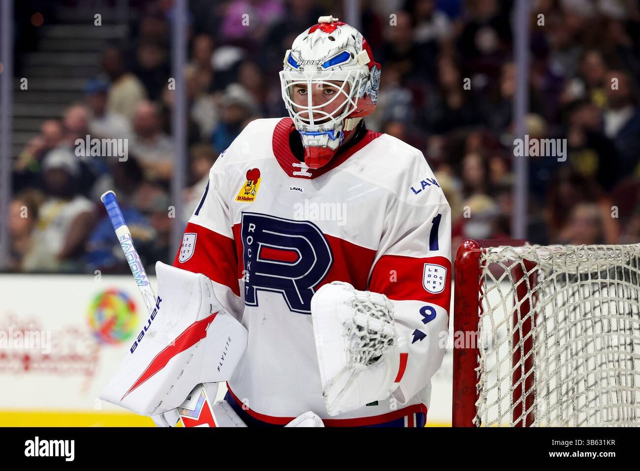 CLEVELAND, OH - MAY 02: Laval Rocket goaltender Jacob Fowler (1) in ...