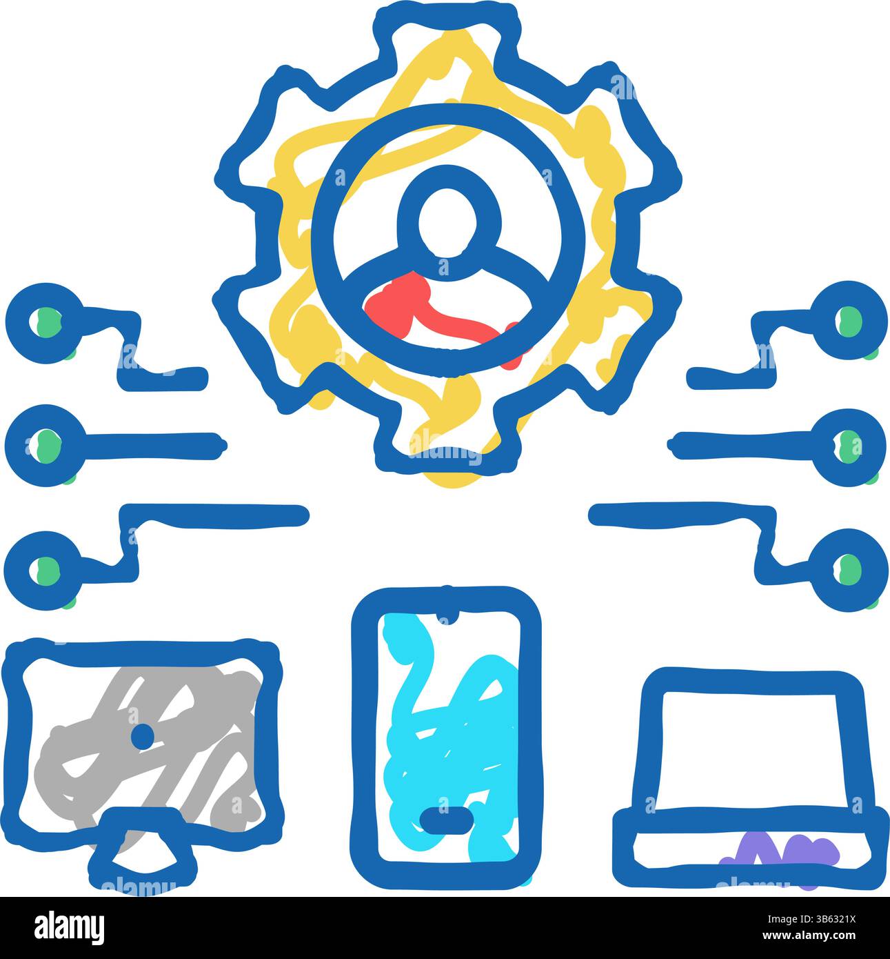 devices connection of user ugc icon doodle illustration Stock Vector ...