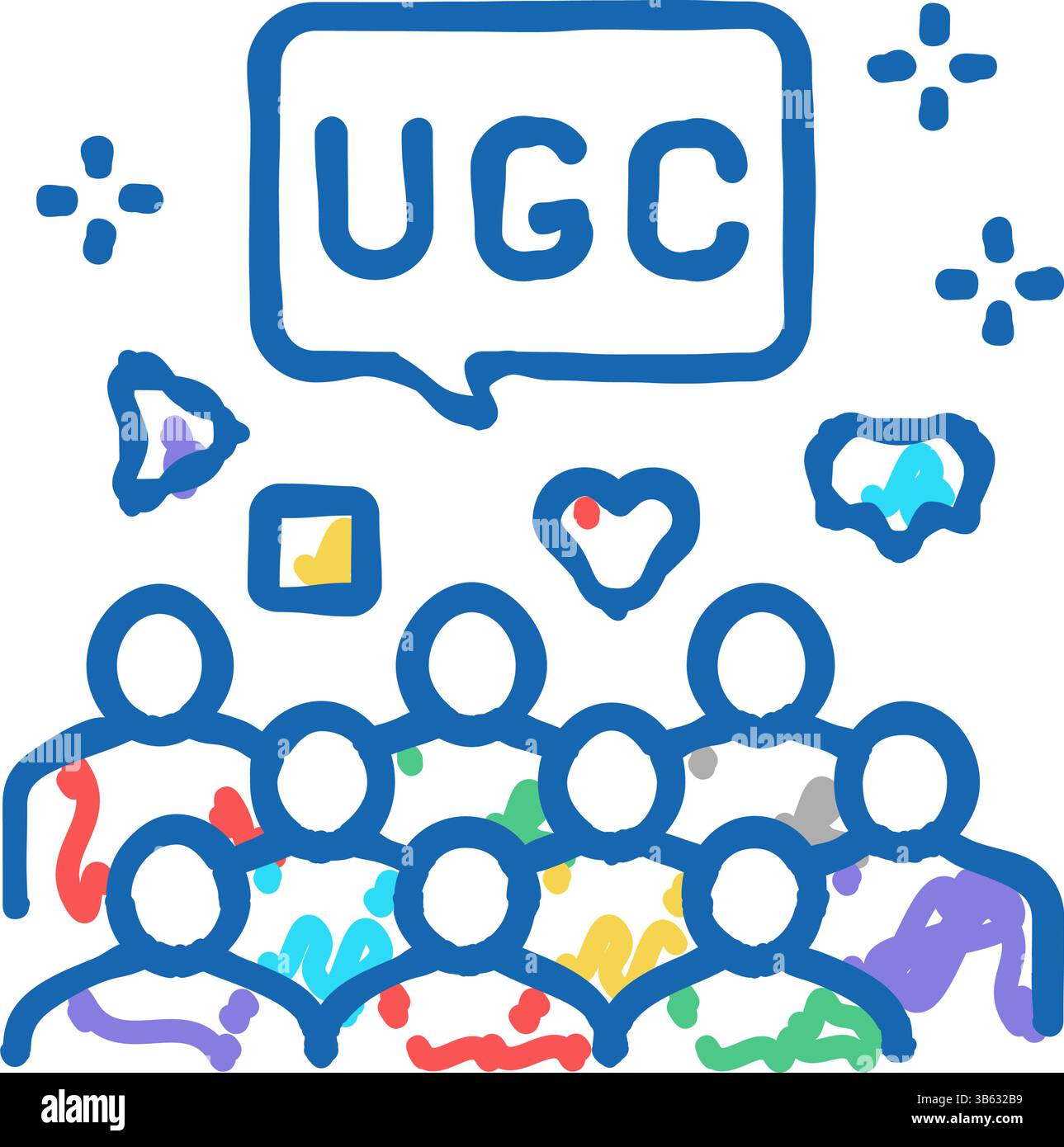 public social media users ugc icon doodle illustration Stock Vector ...