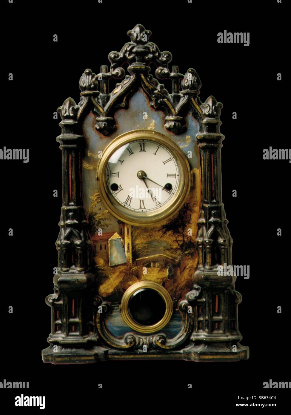 Antique American Mantel Clock - 1849 Gothic Revival Design Stock Photo ...