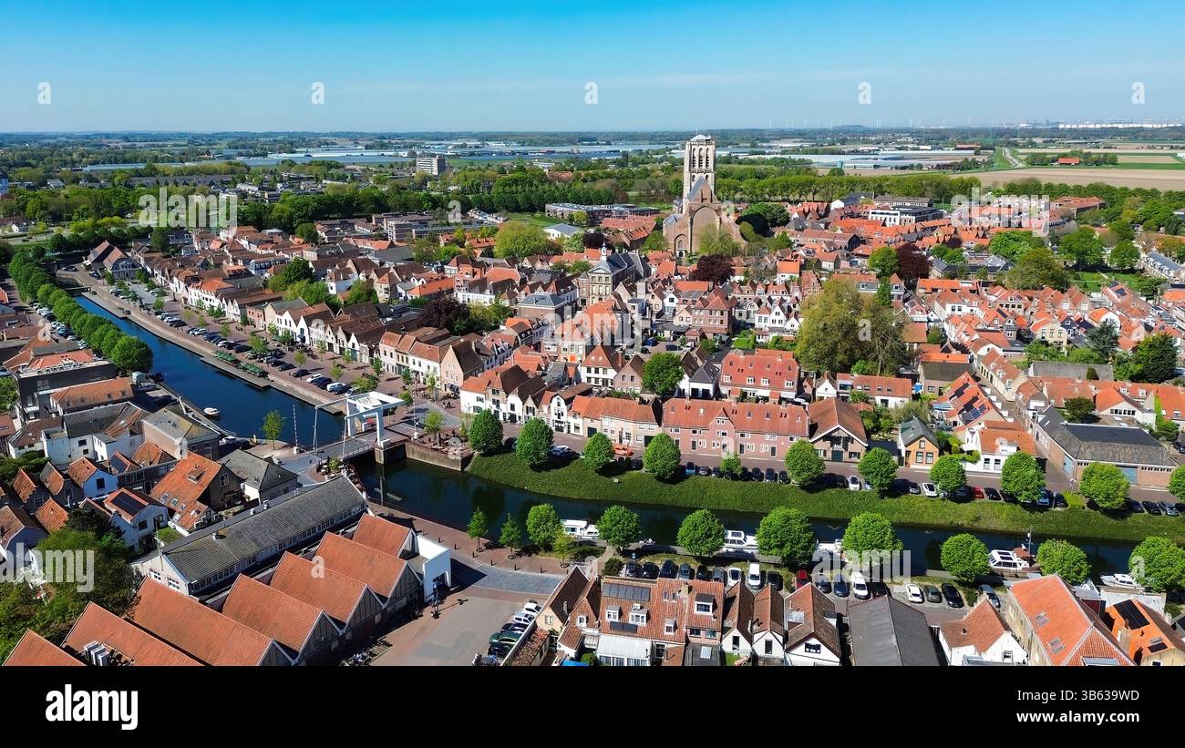 Aerial view of the Saint Catherine church of the medieval fortified ...