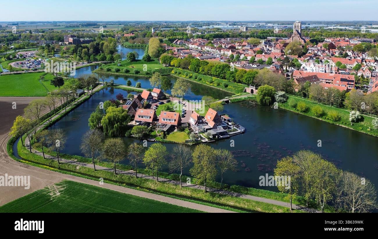 Aerial view of a residential neighborhood built on a bastion of the ...