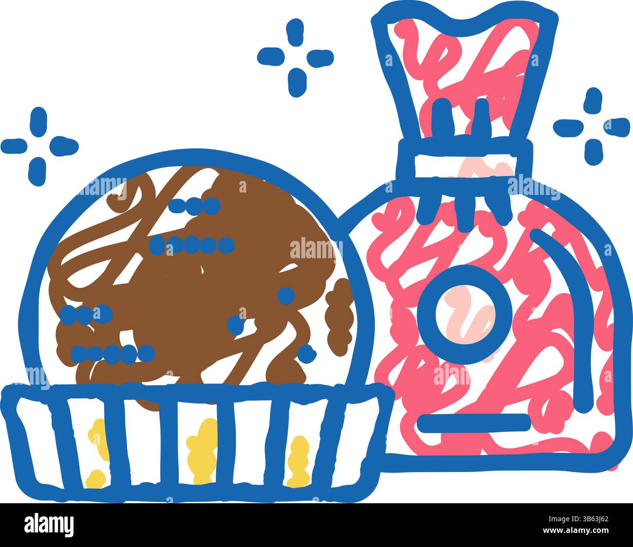 chocolate candy in spherical form icon doodle illustration Stock Vector ...