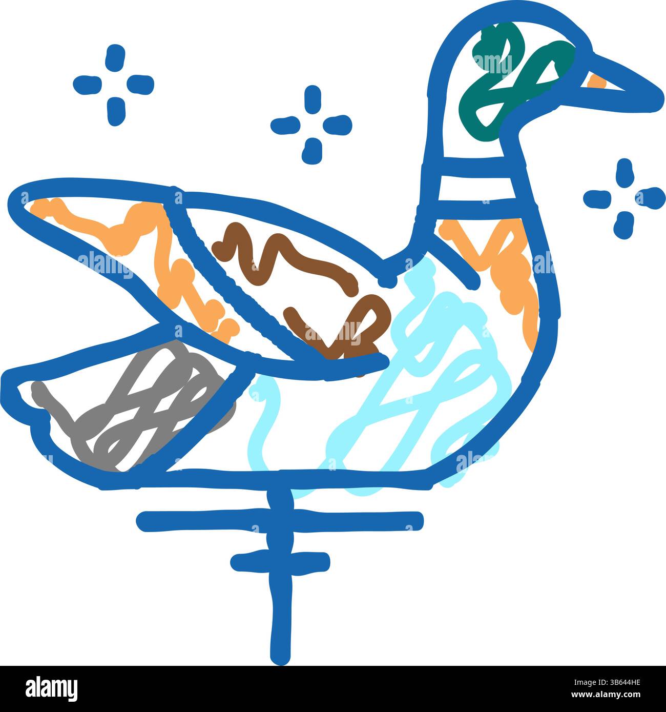 stuffed decoy for duck icon doodle illustration Stock Vector Image ...