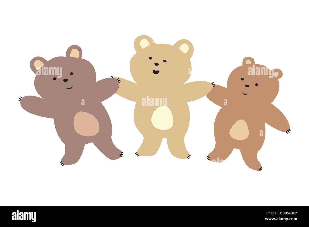 Friendly family of brown bears holding hands. Vector illustration Stock ...