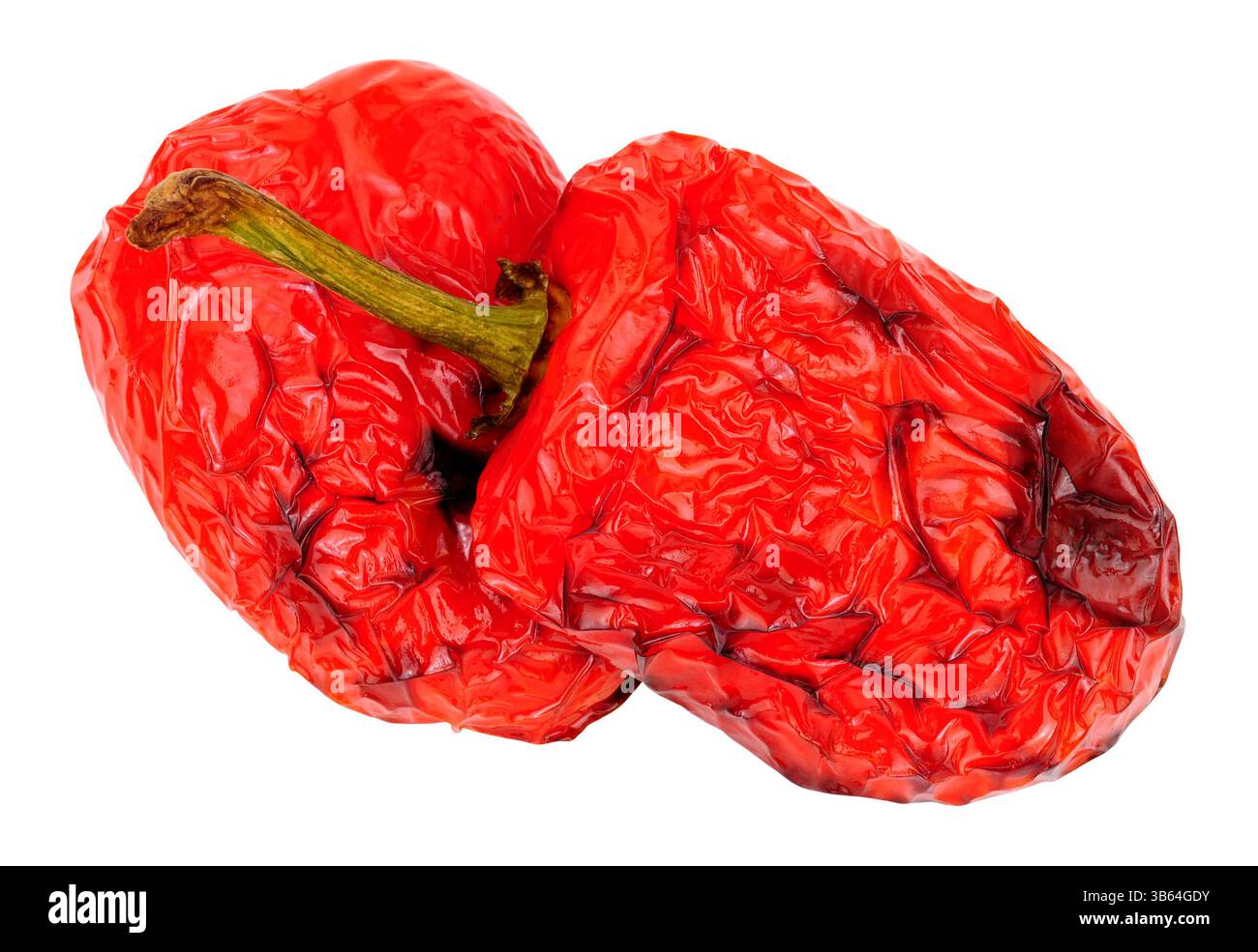 Char grilled red bell pepper halves isolated on a white background ...