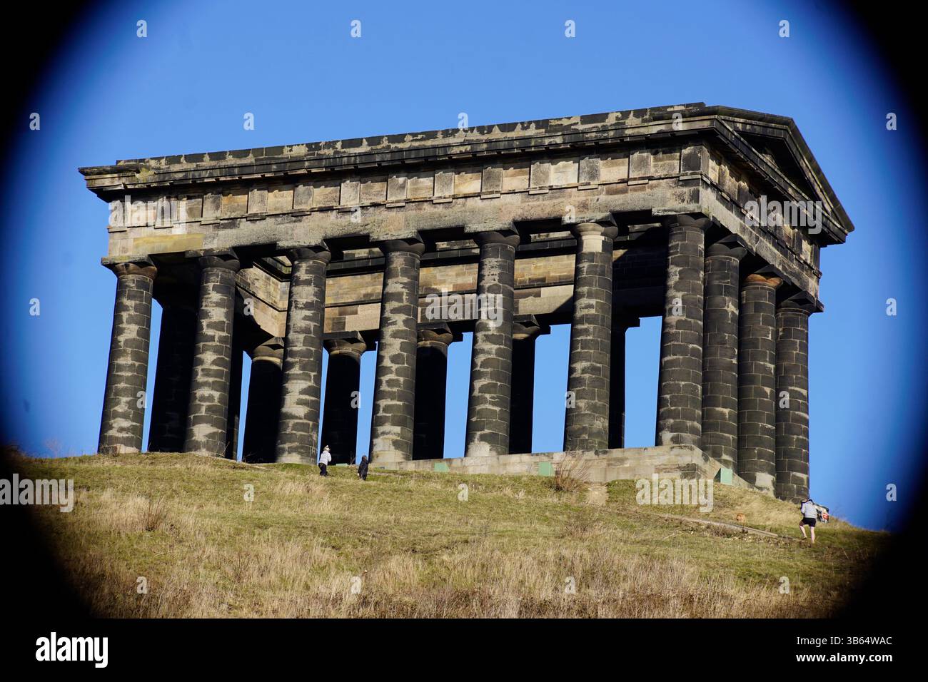 Close-up of Penshaw Monument with its classical Doric columns under a ...