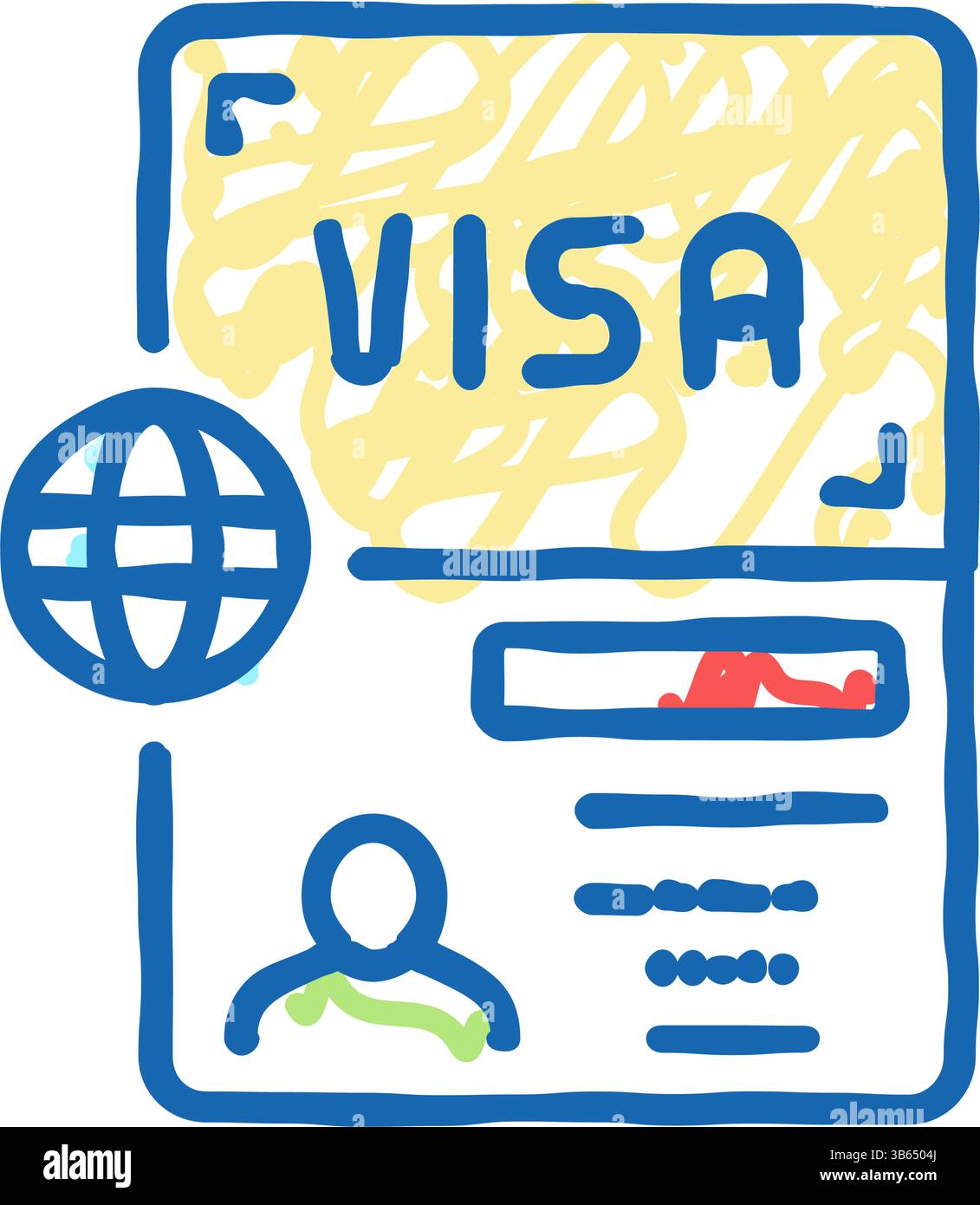 permitting document visa icon doodle illustration Stock Vector Image ...
