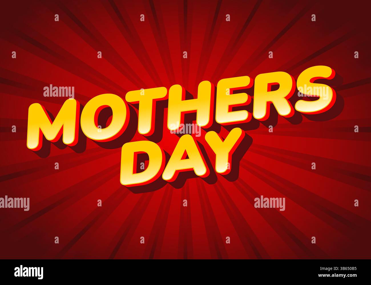 Mothers day. Rounded bold yellow letters with red soft shadow on red ...