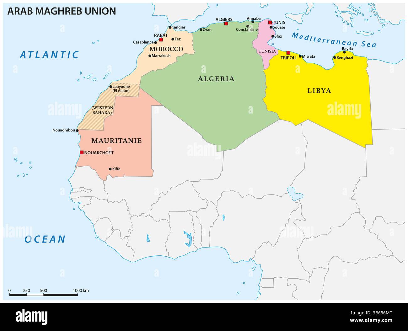 Tunisia political map capital tunis hi-res stock photography and images ...