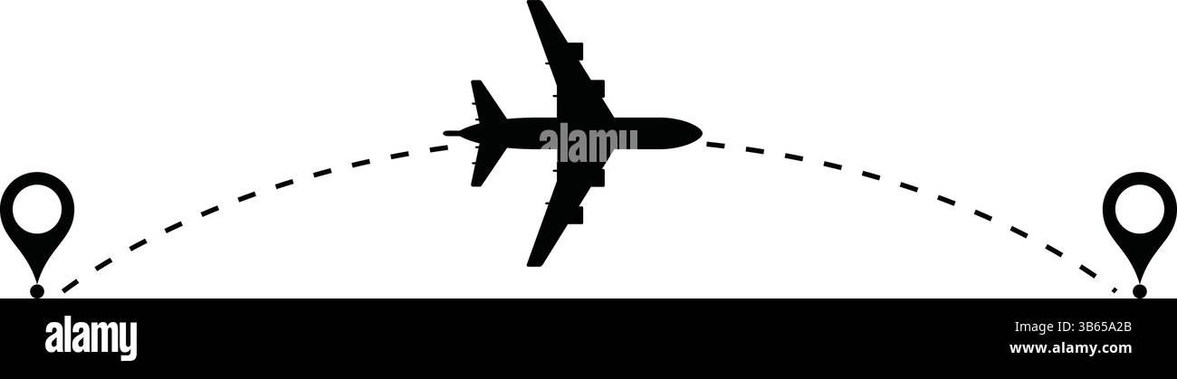 Aerial Route Map with Airplanes and Location Pins - flight Route Vector ...