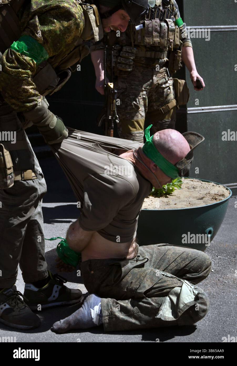 May 5, 2022, Kharkiv, Ukraine: Two captured Russian soldiers were ...