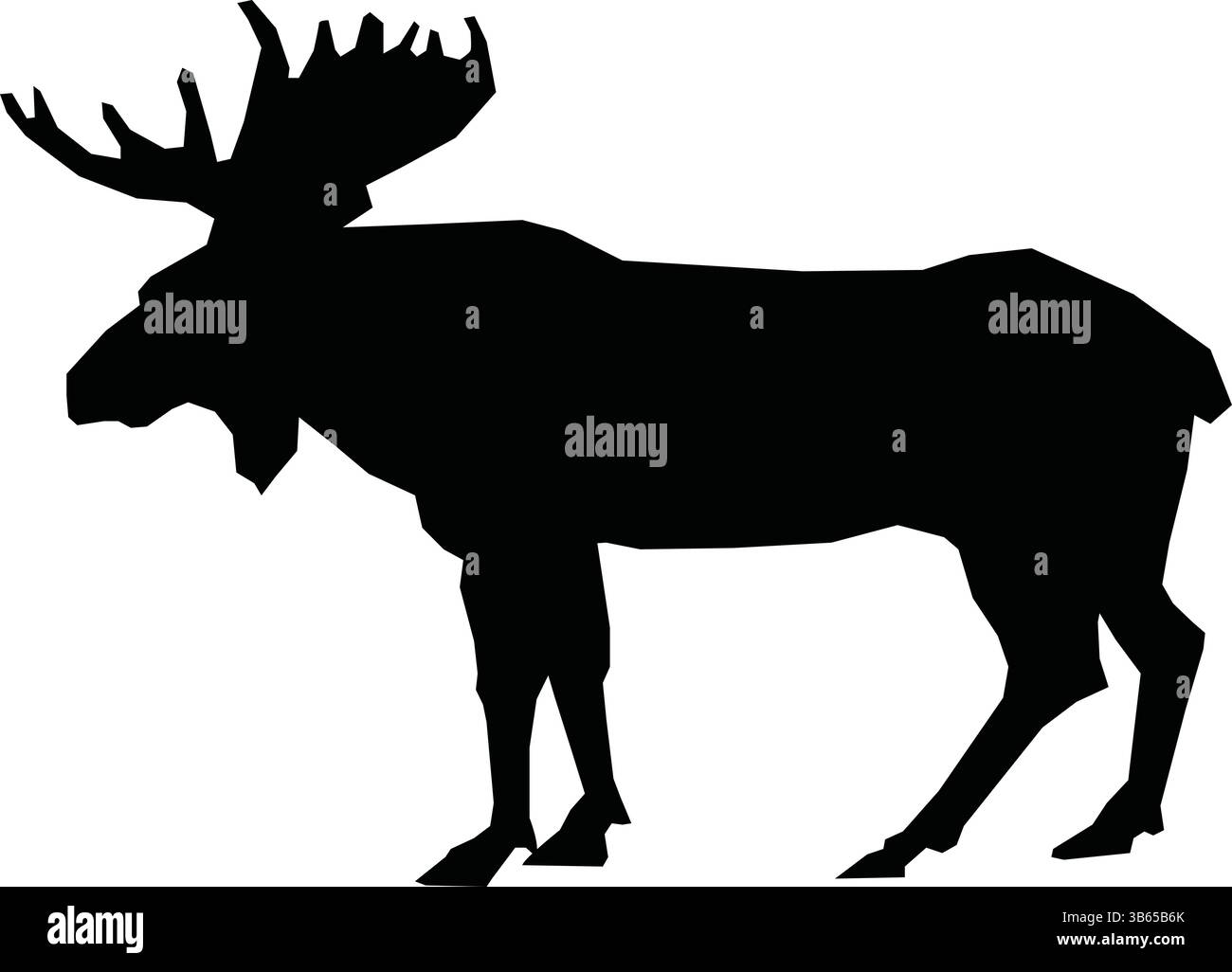 Moose Silhouette Vector Icon - Large Wild Animal with Antlers Isolated ...