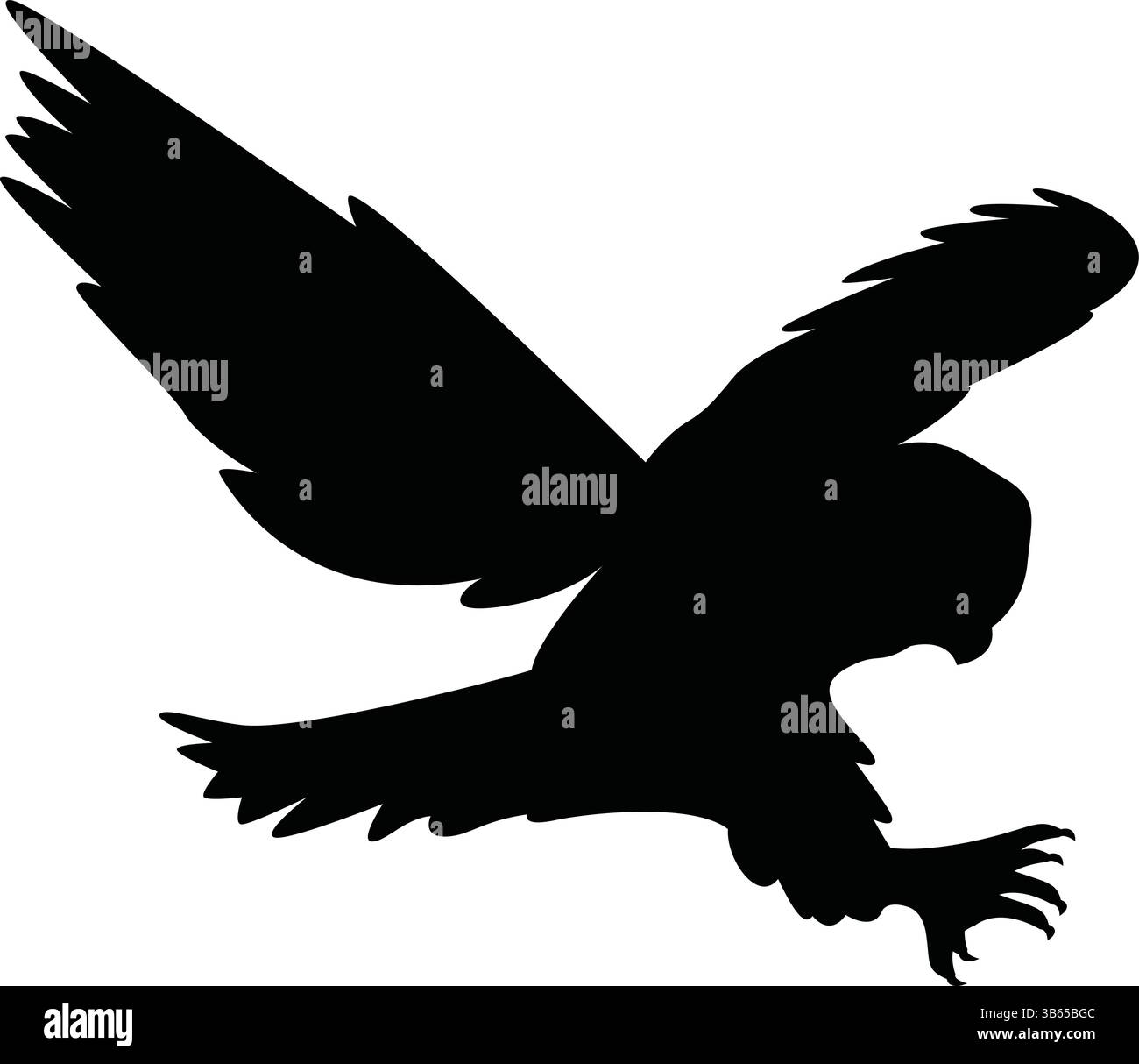 Flying Hawk Silhouette Vector Icon - Bird of Prey Animal Logo Design ...