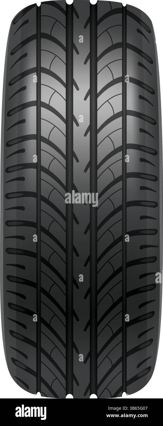 Realistic Car Tire Vector Illustration - Automotive Wheel Icon Stock ...