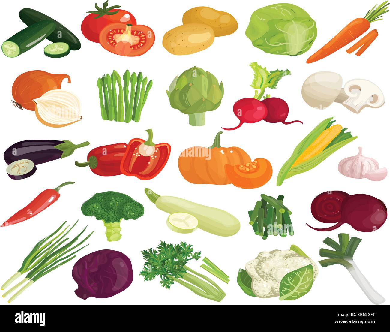 Colorful Assorted Fresh Vegetables Icon Set Stock Vector Image & Art ...