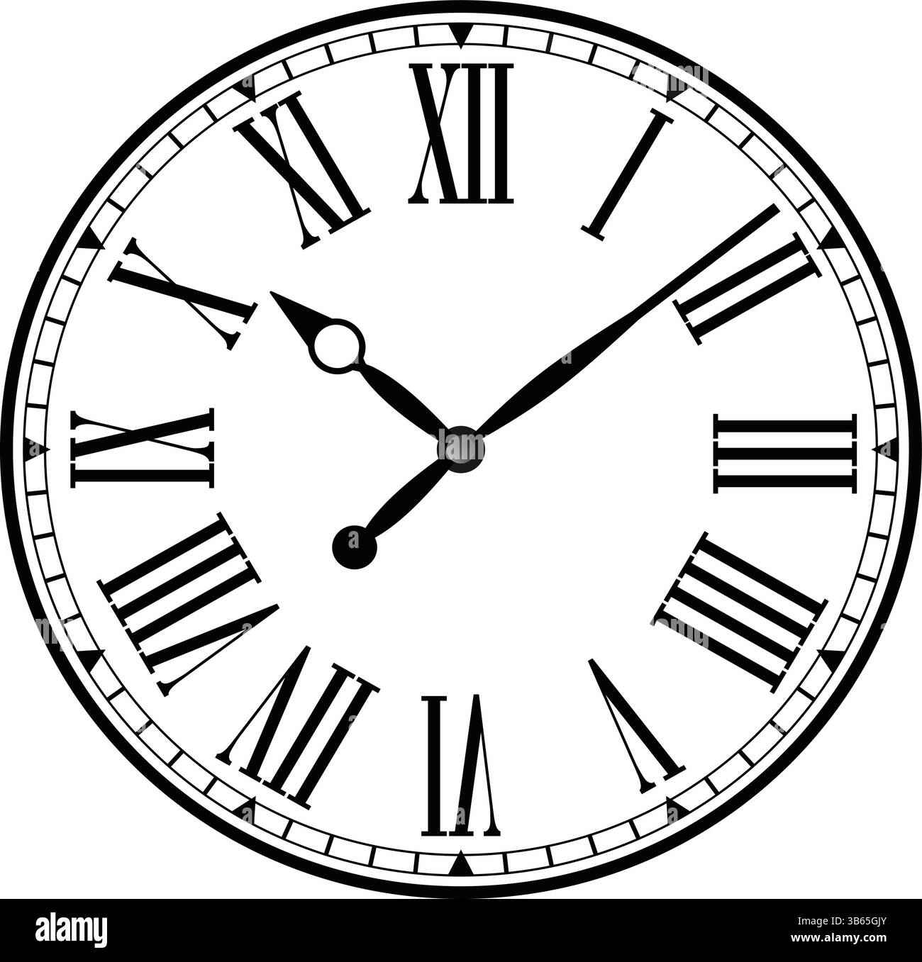 Silhouette of analog clock icon with minute and hour hand Stock Vector ...