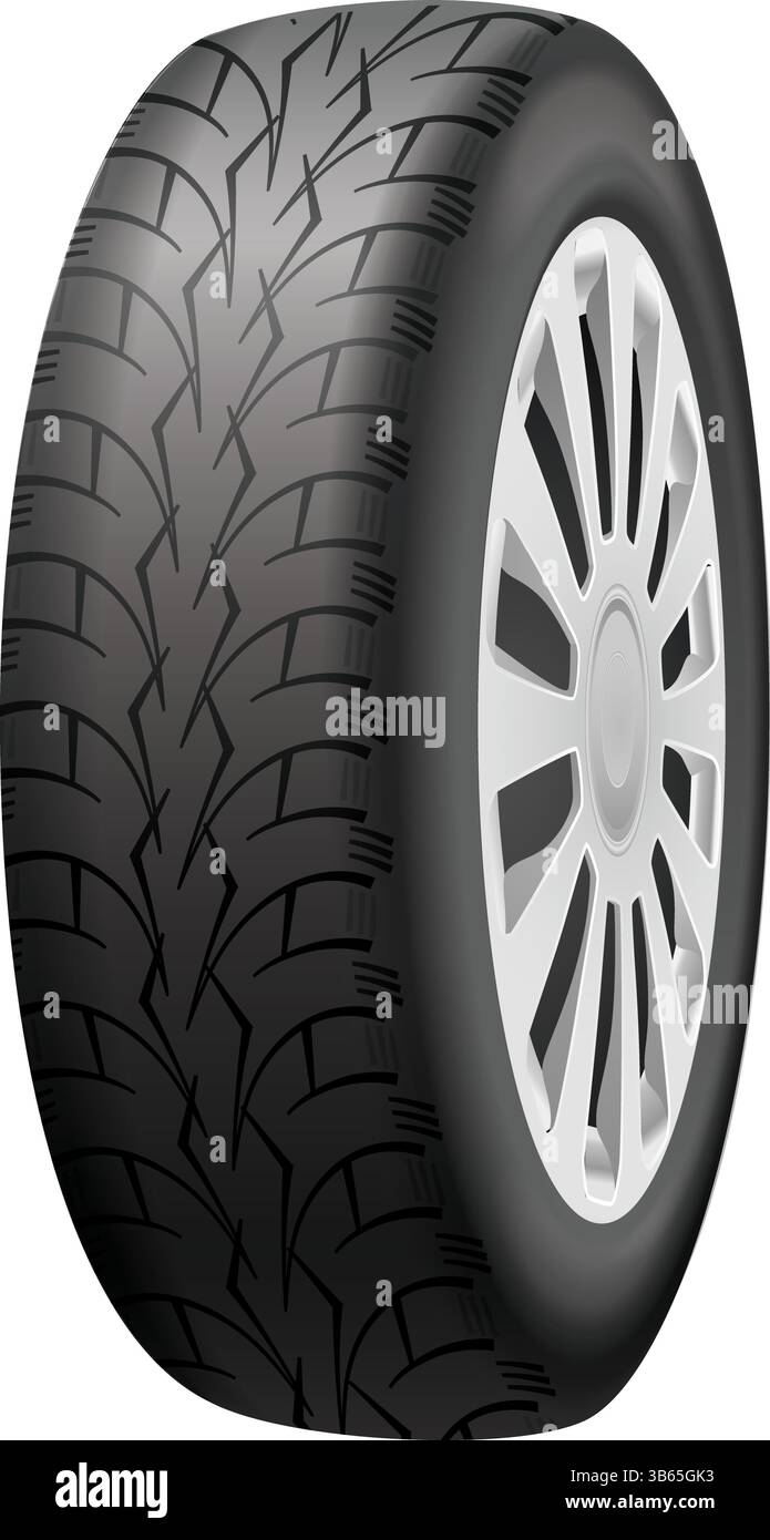 Realistic Car Tire Vector Illustration - Automotive Wheel Icon Stock ...