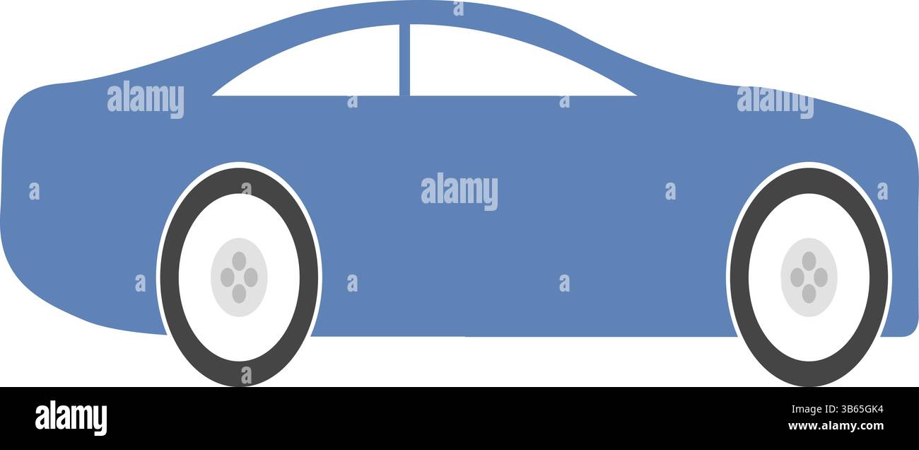 Blue Car Side View Vector Illustration - Modern Vehicle Icon Stock ...