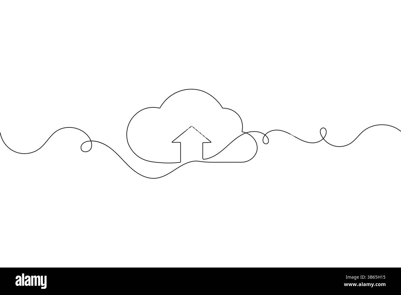 Cloud storage icon one line drawing minimalist outline vector ...