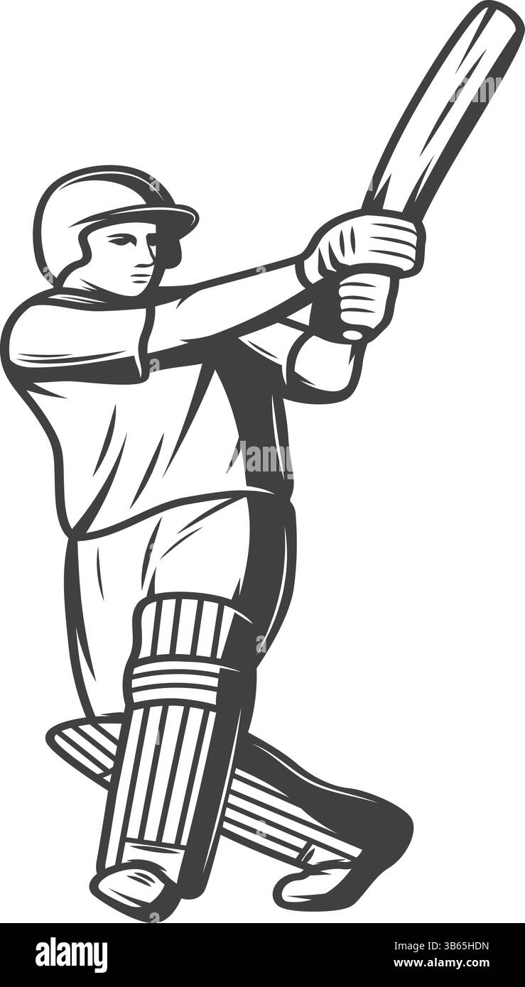Cricket Player Batting Icon Illustration Stock Vector Image & Art - Alamy