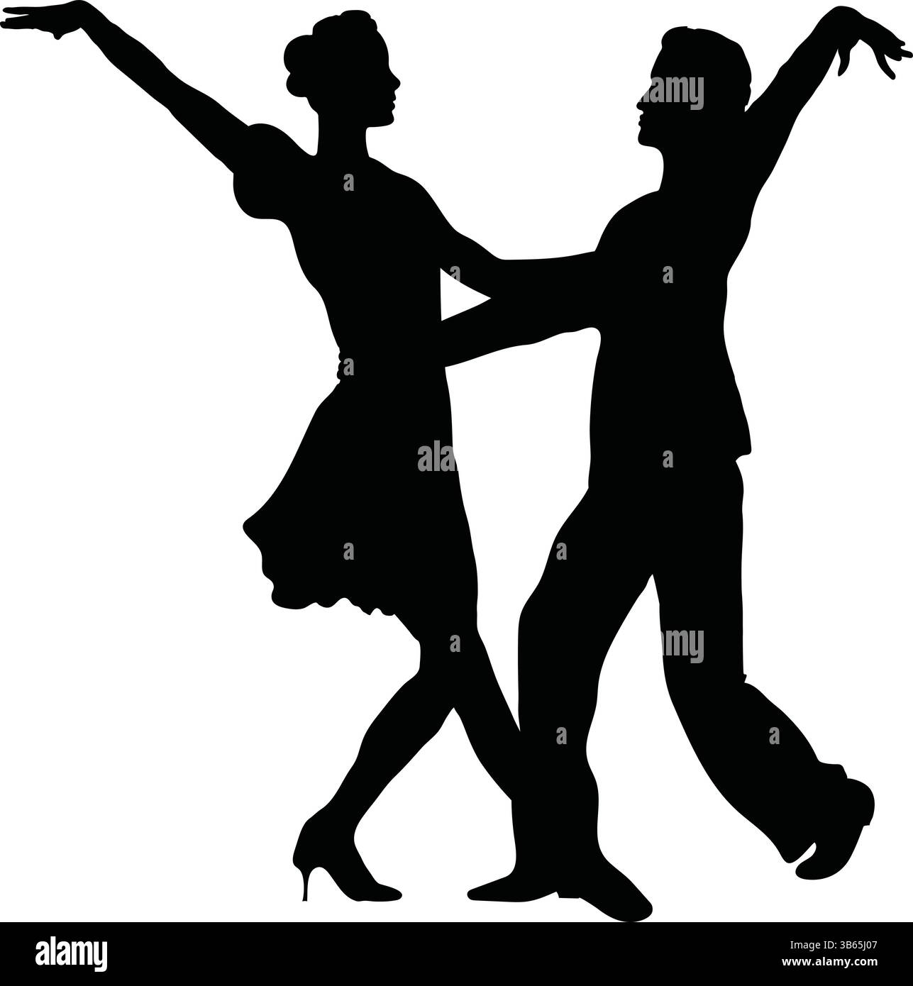 Silhouette of Couple Dancing Together, Partner Dance Illustration Stock ...