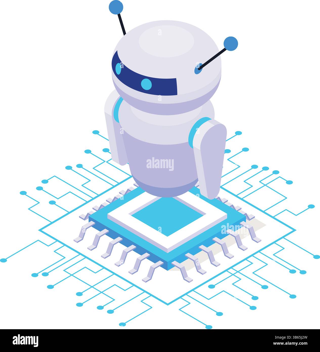 Robot with AI Chip Concept Isometric Design Stock Vector Image & Art ...