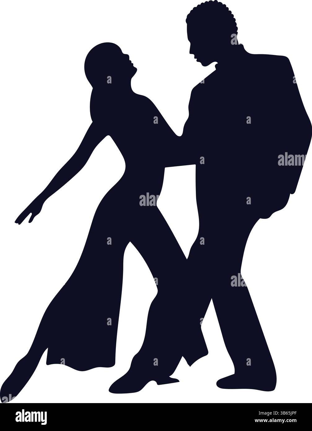 Silhouette of Couple Dancing Together, Partner Dance Illustration Stock ...