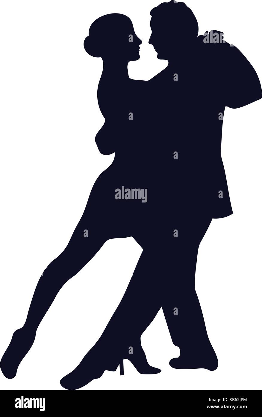 Silhouette of Couple Dancing Together, Partner Dance Illustration Stock ...
